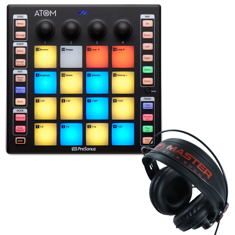 Presonus Atom Pad Controller & Master PRO10 Studio Headphones - Music ...
